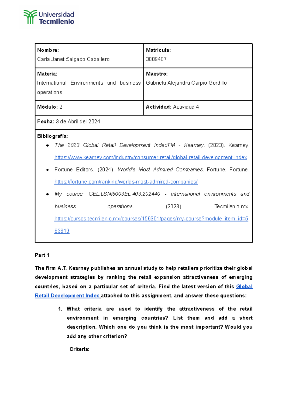 Actividad 4, International. Carla Janet Salgado Caballero - Nombre ...