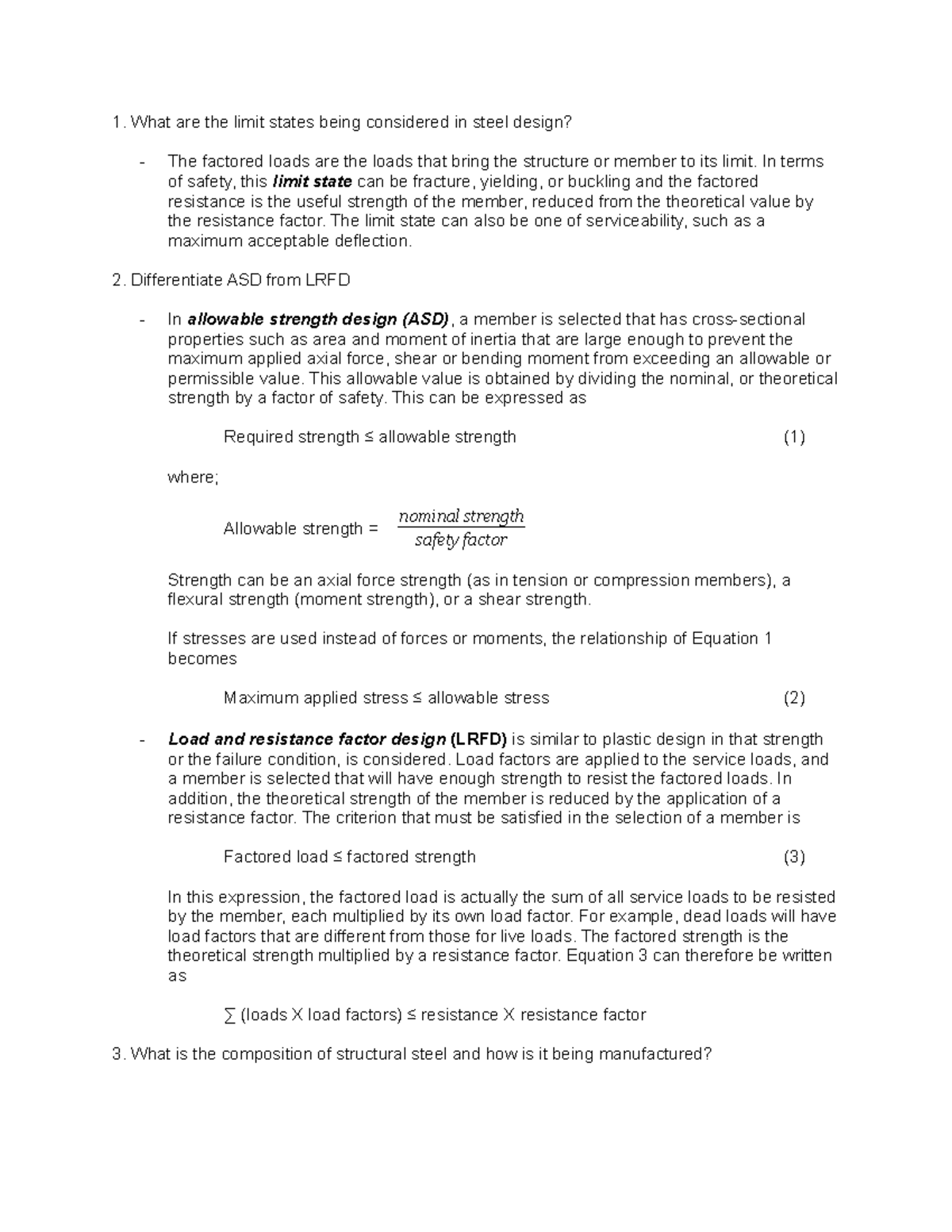 Steel Design - Lecture notes 1-15 - Geotechnical engineering - Studocu