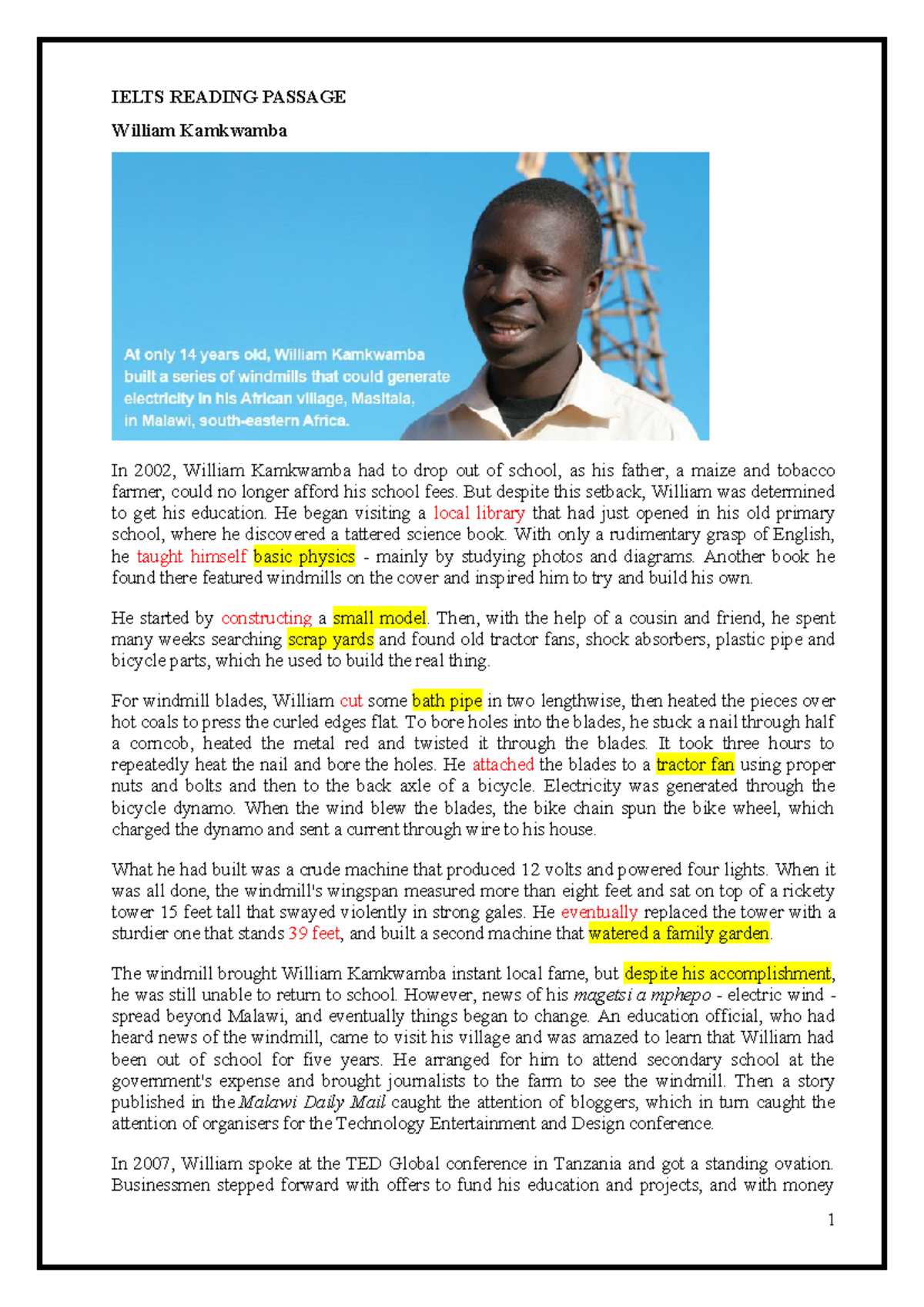 Ielts Reading Passage Practice 1 - IELTS READING PASSAGE William ...