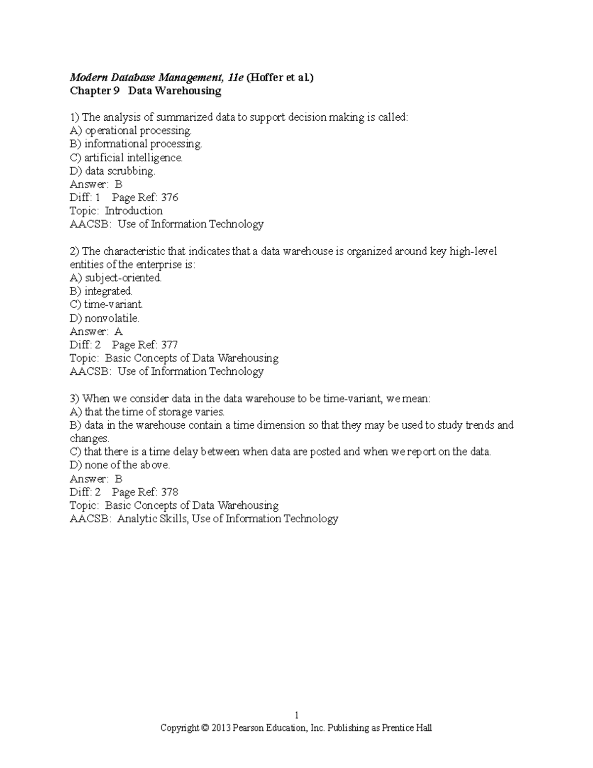 Hoffer mdm11e tif 09 - Copy - Modern Database Management, 11e (Hoffer et al.) Chapter 9 Data ...