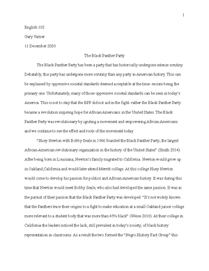 The Black Panther Annotated - 1 English 102 Gary Varner 11 November ...