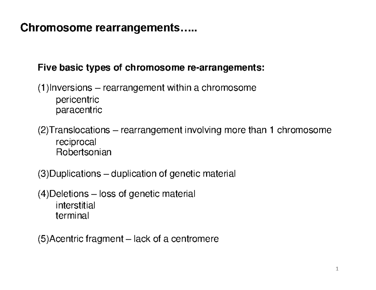 2 Chromosome rearrangement and genome organization - Chromosome ...