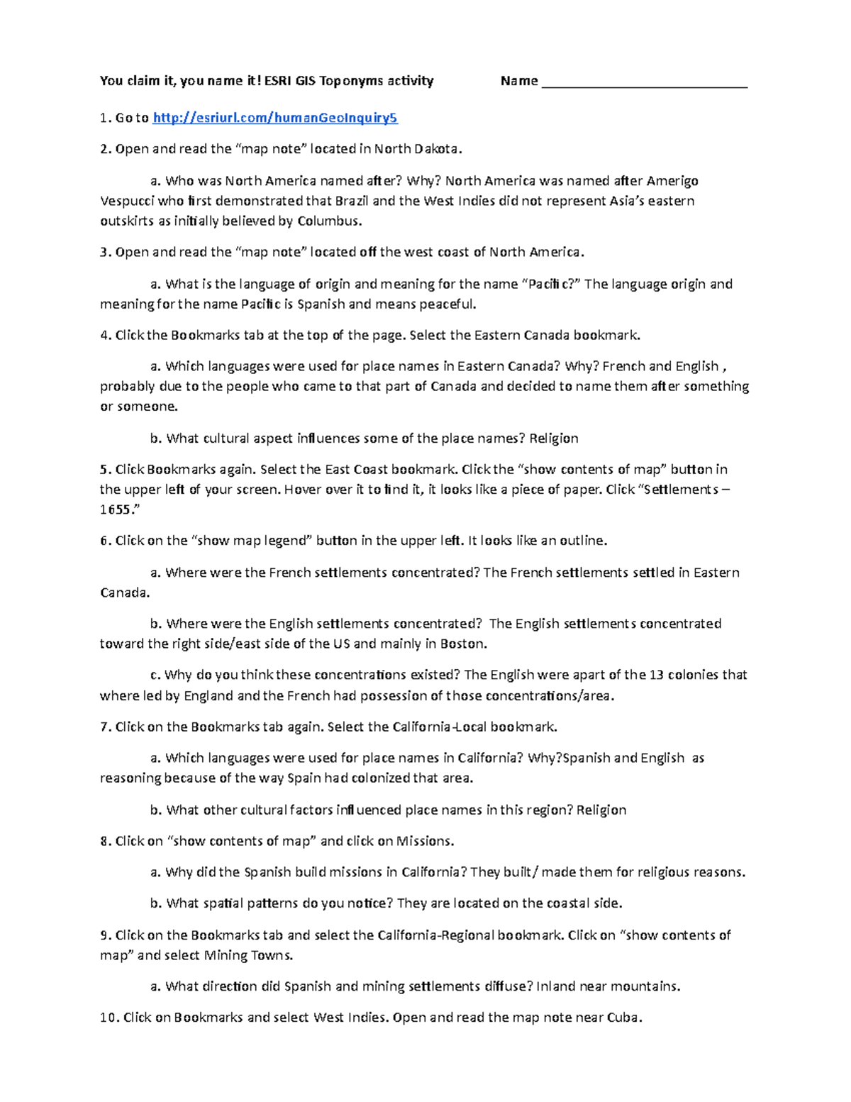 ESRI GIS Toponym-Distance-Scale activity - You claim it, you name it ...