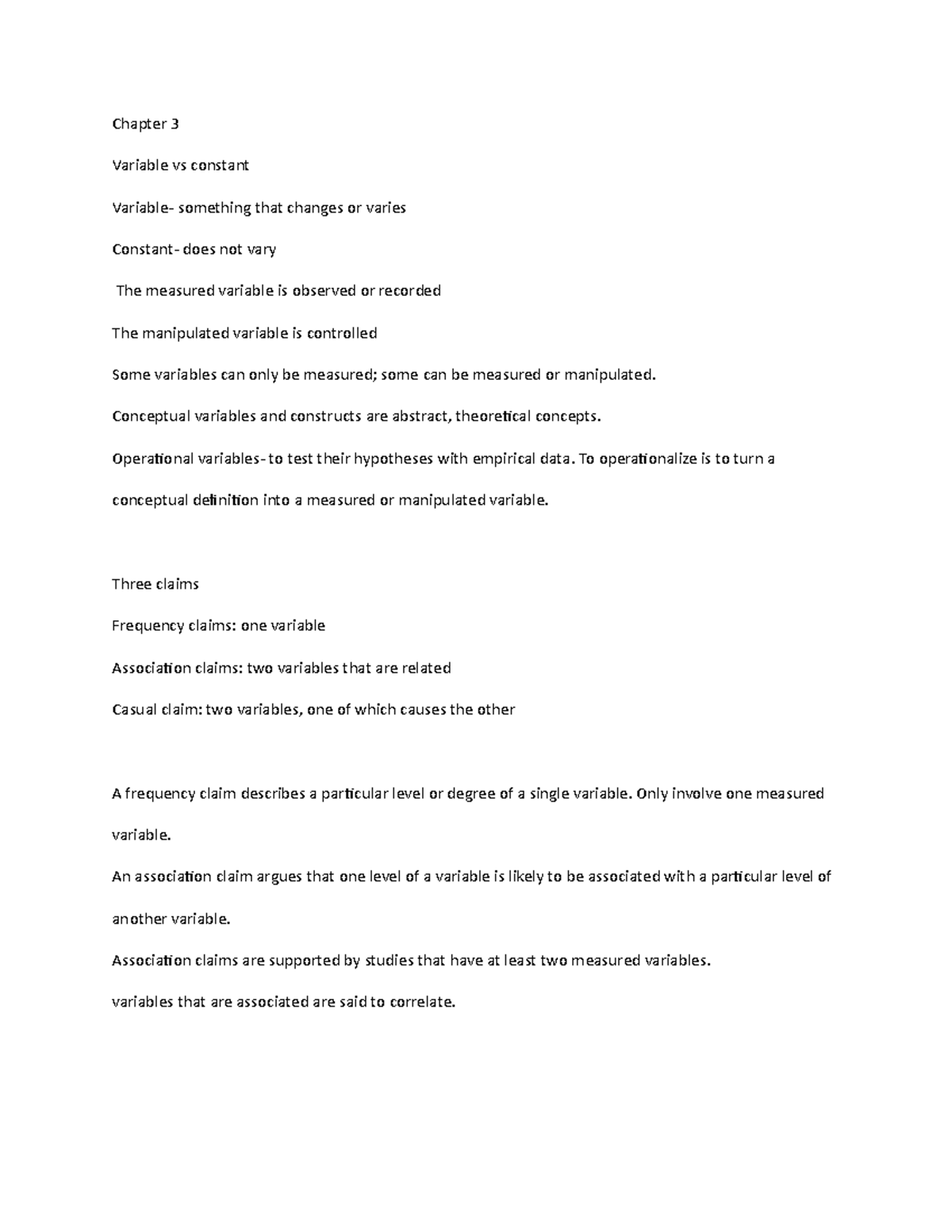 Chapter 3 - Chapter 3 Variable vs constant Variable- something that ...