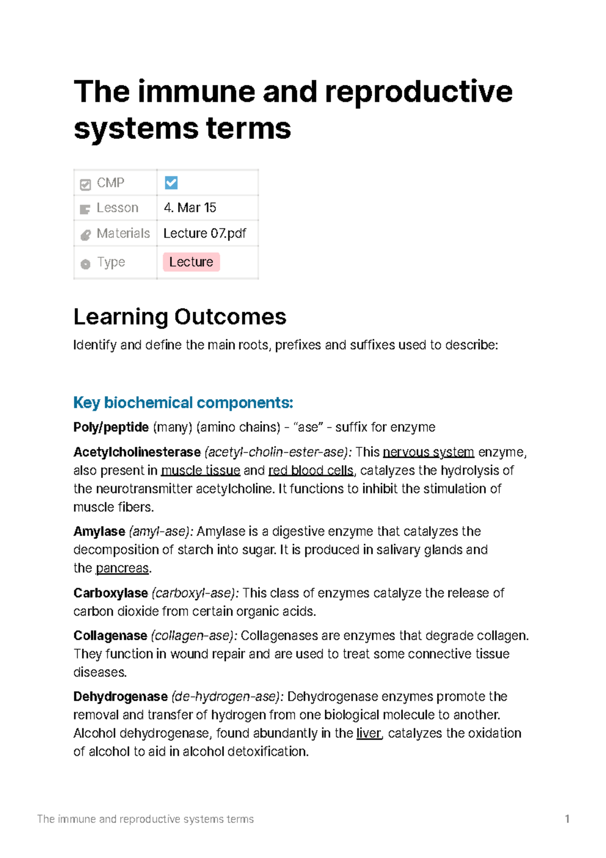 The immune and reproductive systems terms - The immune and reproductive ...