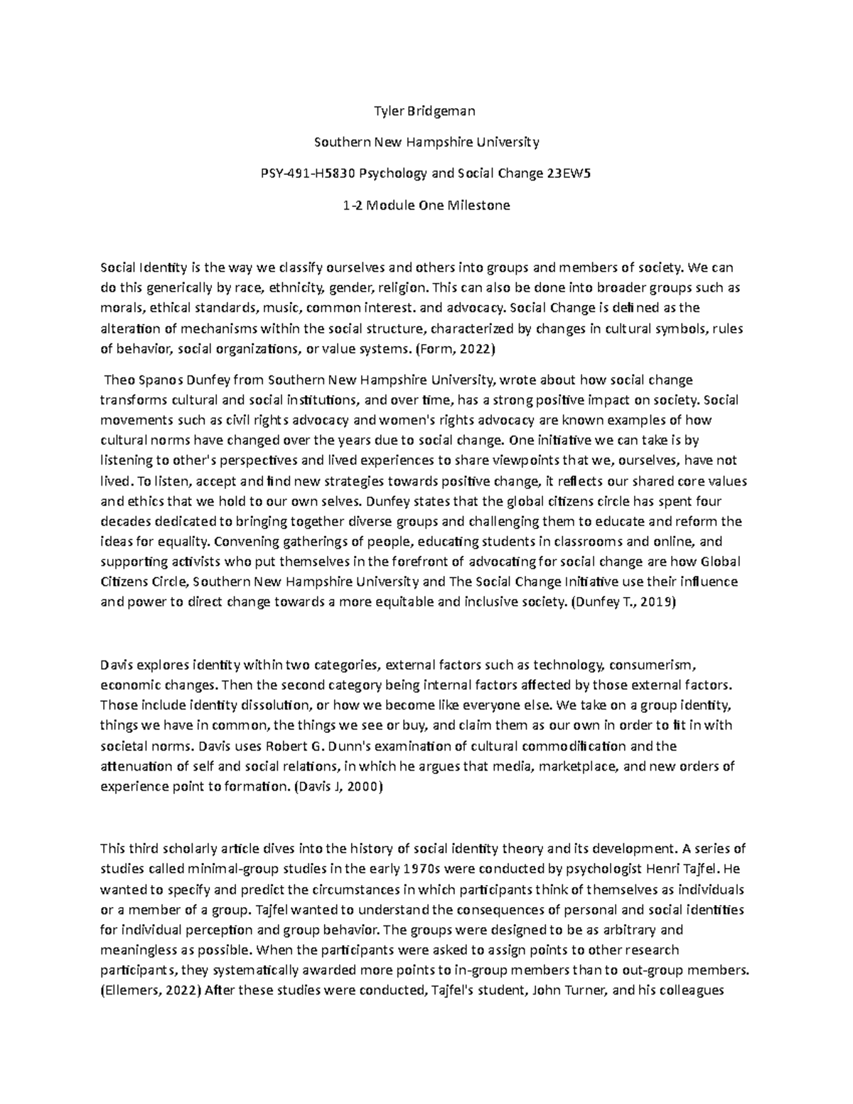 1-2 Module One Milestone - Tyler Bridgeman Southern New Hampshire ...