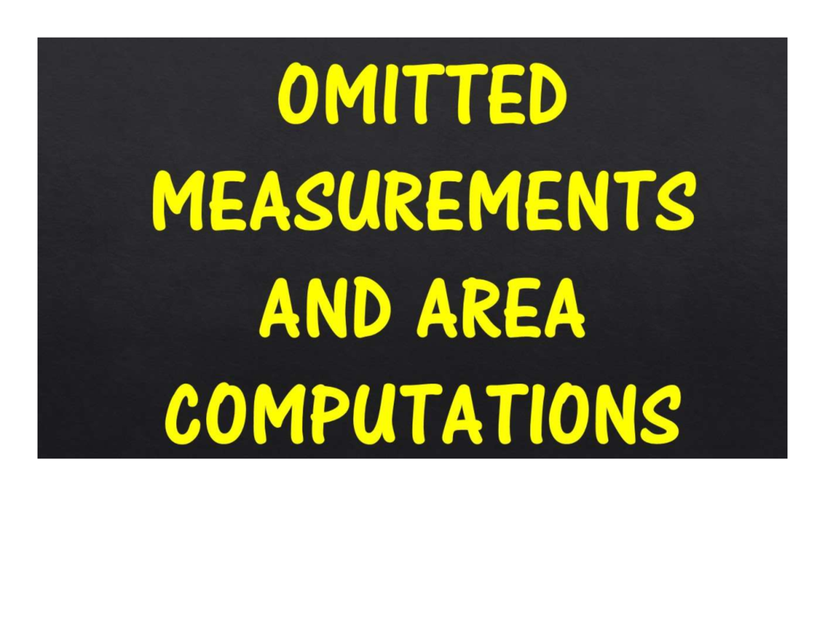 Omitted Measurement and Area Computation Solution - Numerical Solution ...