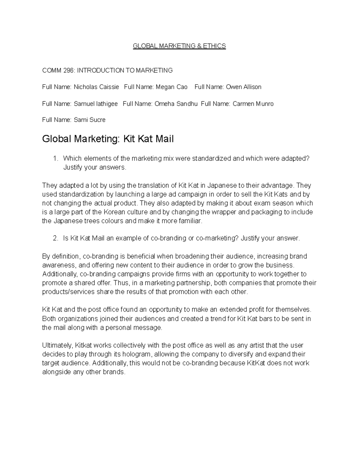 Global Marketing & Ethics - GLOBAL MARKETING & ETHICS COMM 296 ...