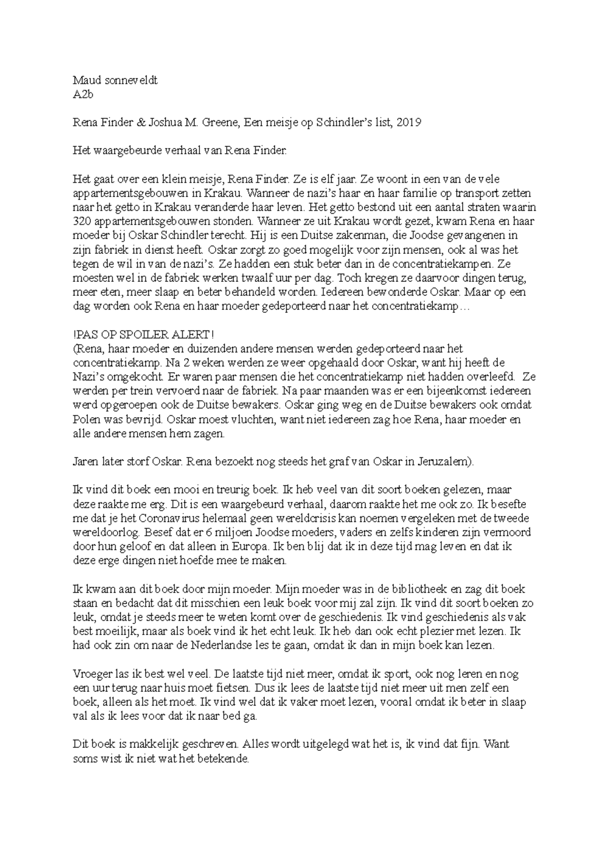 Boek toets - Maud sonneveldt A2b Rena Finder & Joshua M. Greene, Een ...