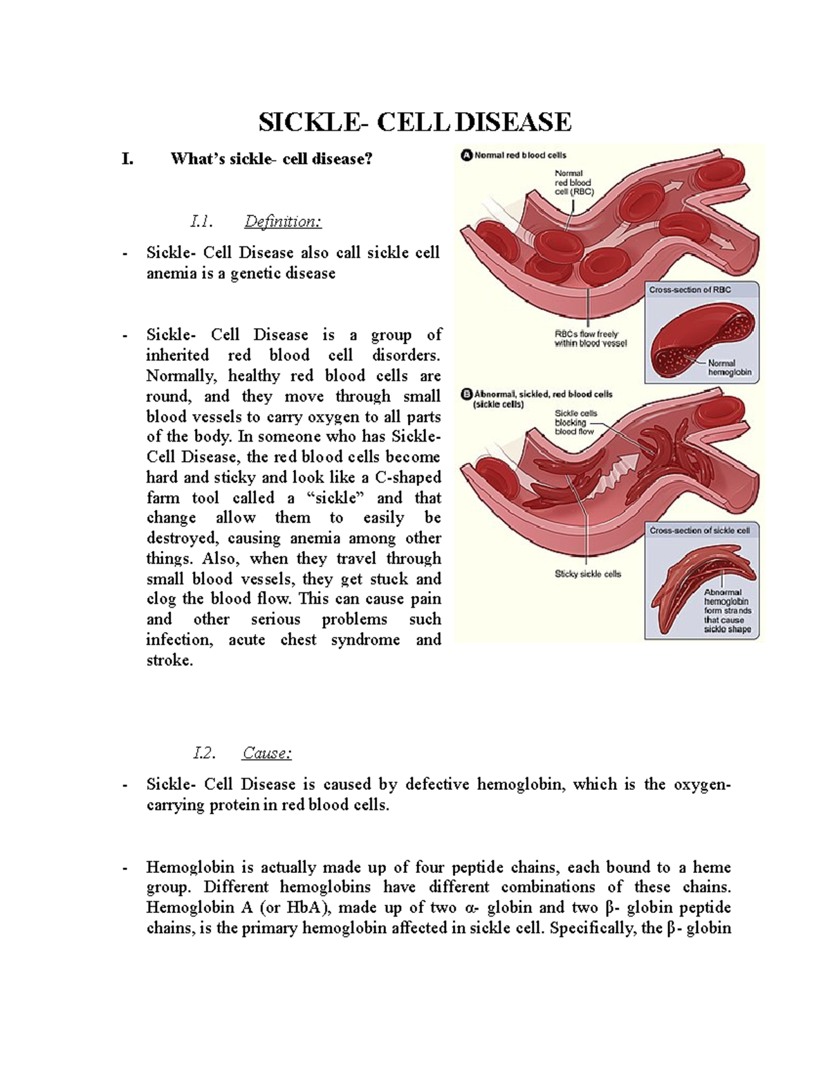 Sickle-Cell-Disease - Use for reference - SICKLE- CELL DISEASE I. What ...