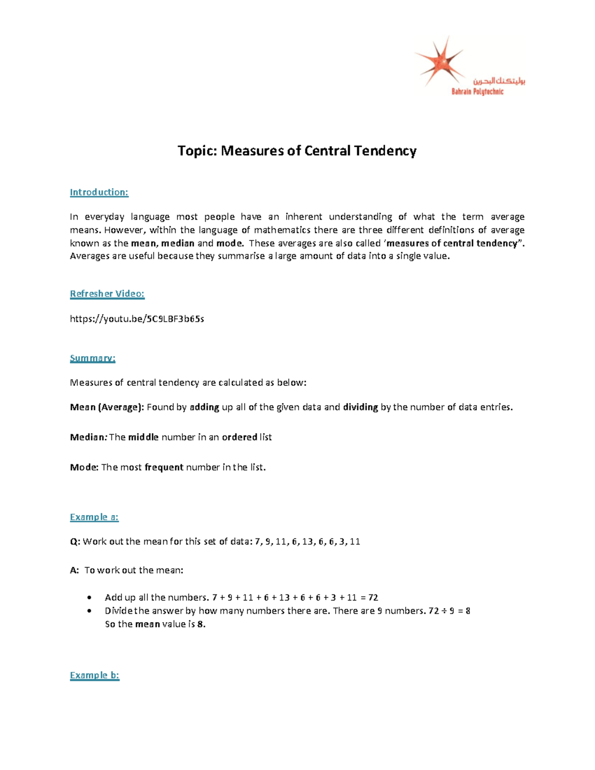Measures of Central Tendency - Topic: Measures of Central Tendency ...