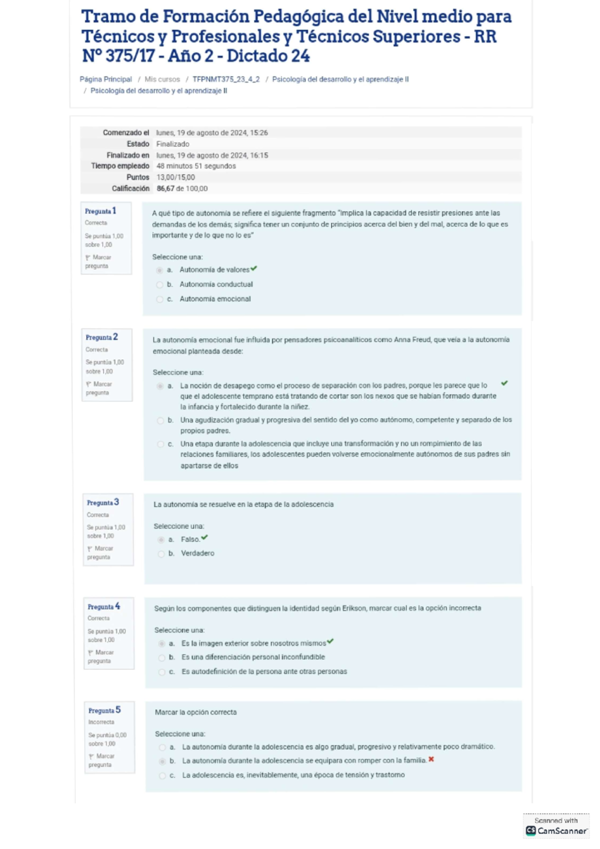 Psicología del desarrollo y el aprendizaje II 1 - Autonomía de valores b. Autonomía conductual C ...