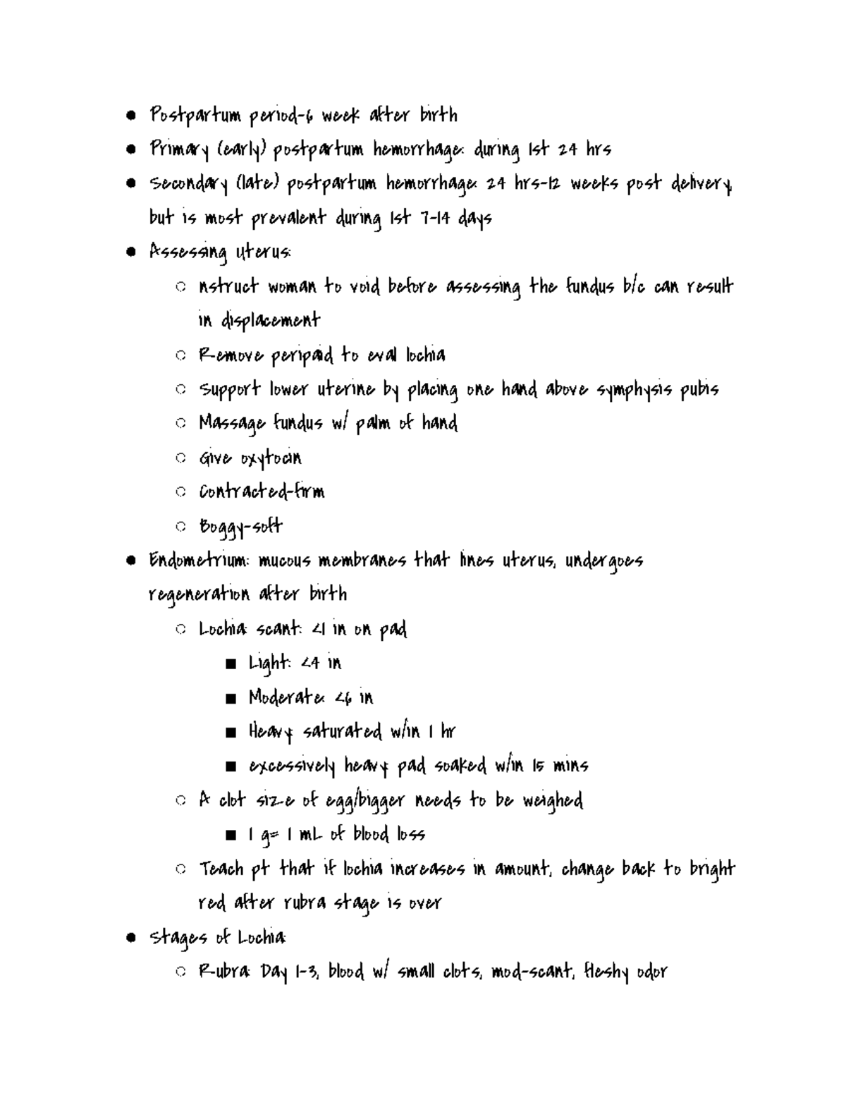 Ch. 12-17 Maternity Notes - Postpartum period-6 week after birth ...