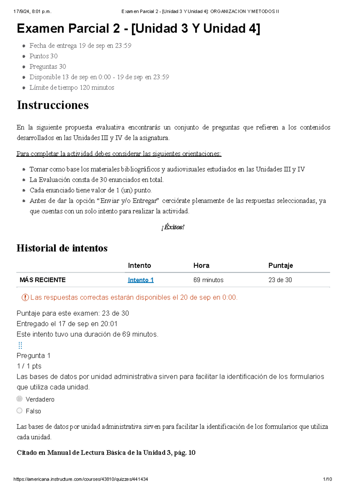 Examen Parcial 2 - [Unidad 3 Y Unidad 4] Organizacion Y Metodos II - Examen Parcial 2 - [Unidad ...