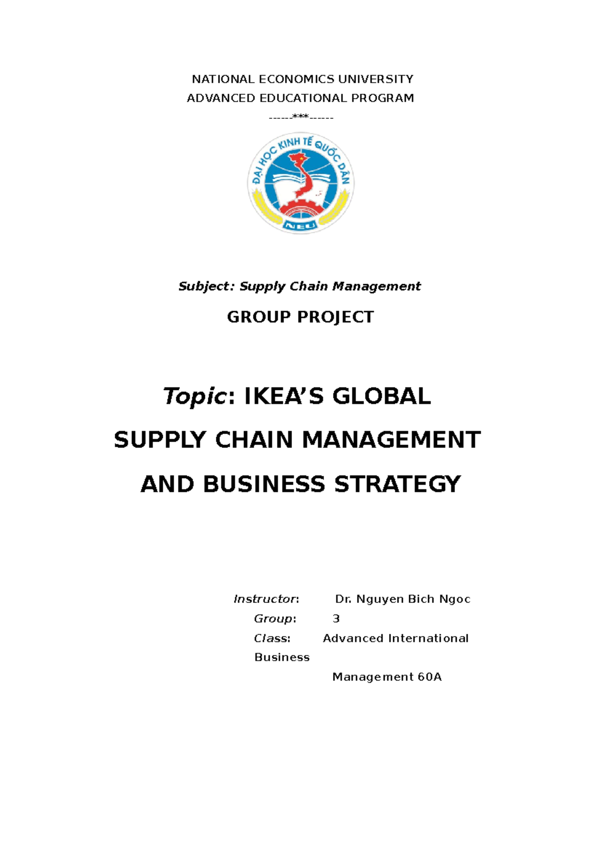 Oup 3 Report IKEA Global Supply Chain and Business Strategy - NATIONAL ...
