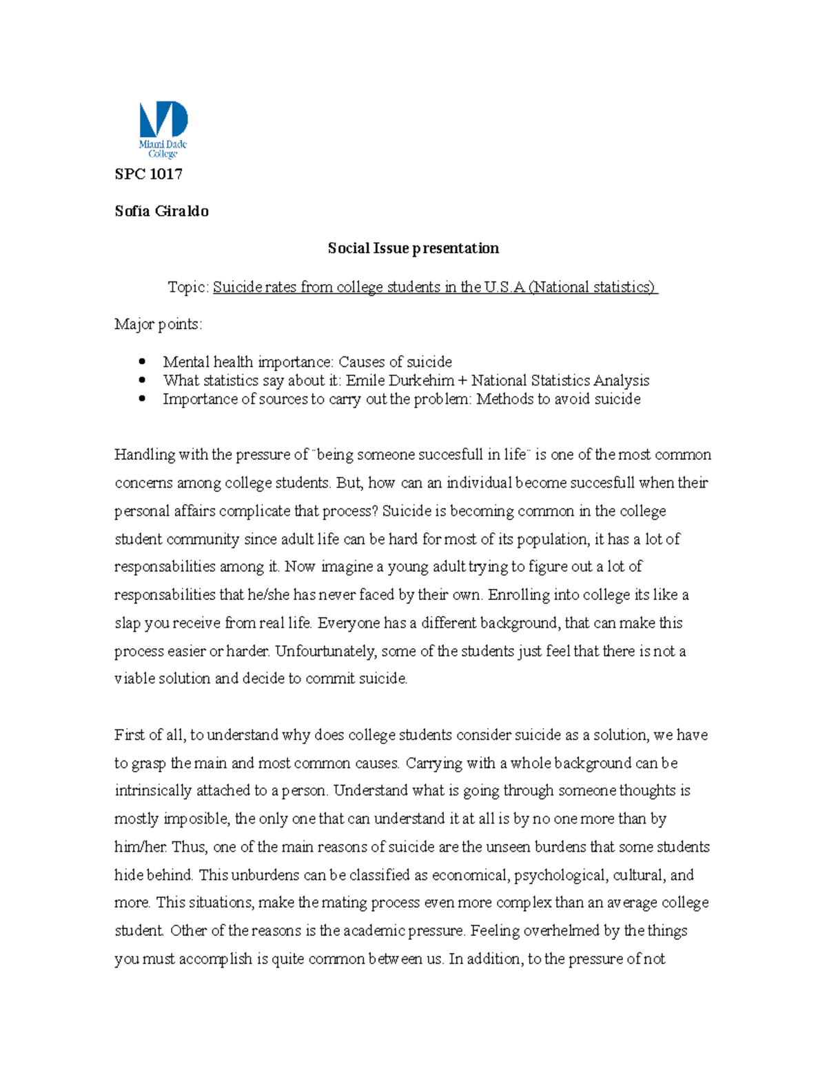 Social issue presentation - SPC 1017 Sofía Giraldo Social Issue ...