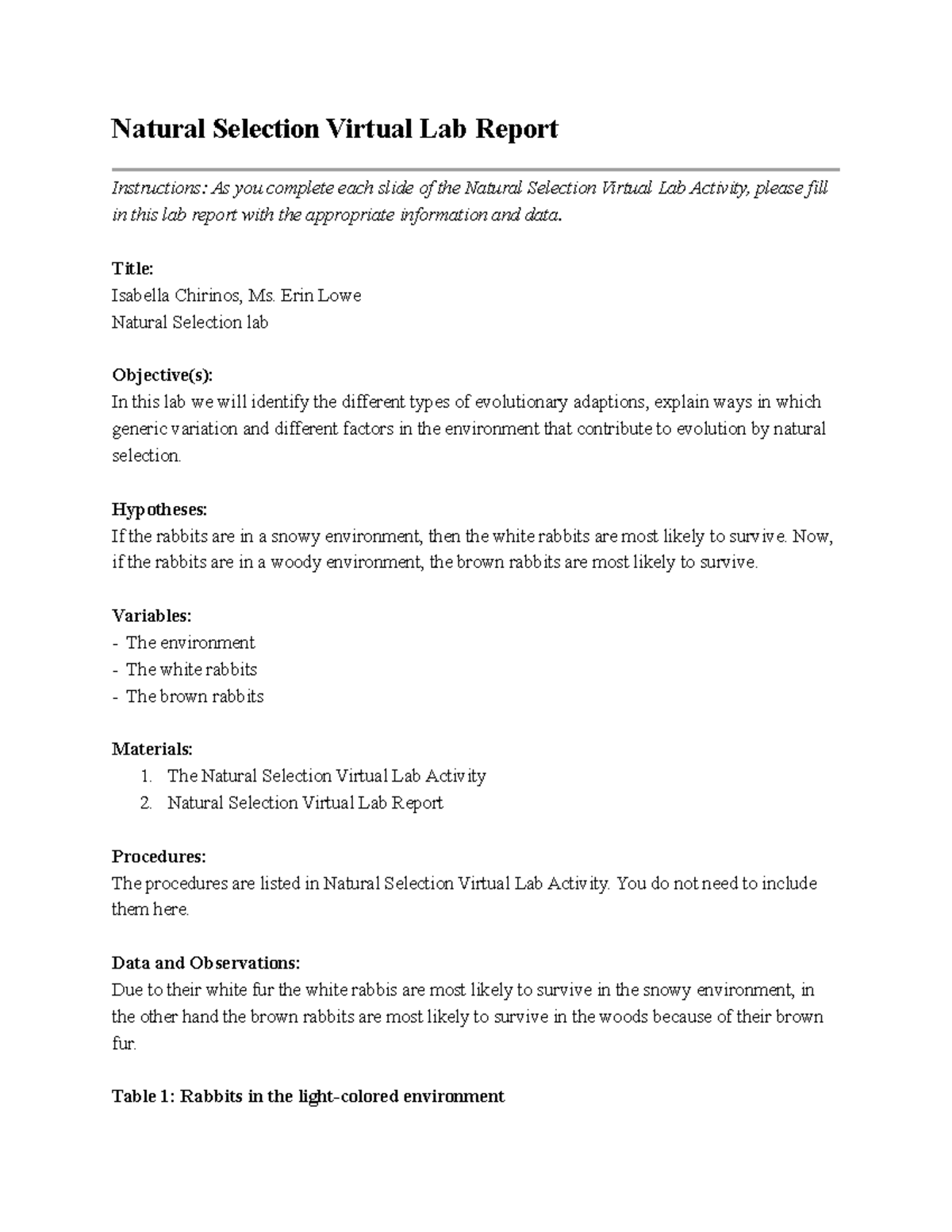 05 02 natural selection lab report 3 copy - Natural Selection Virtual ...