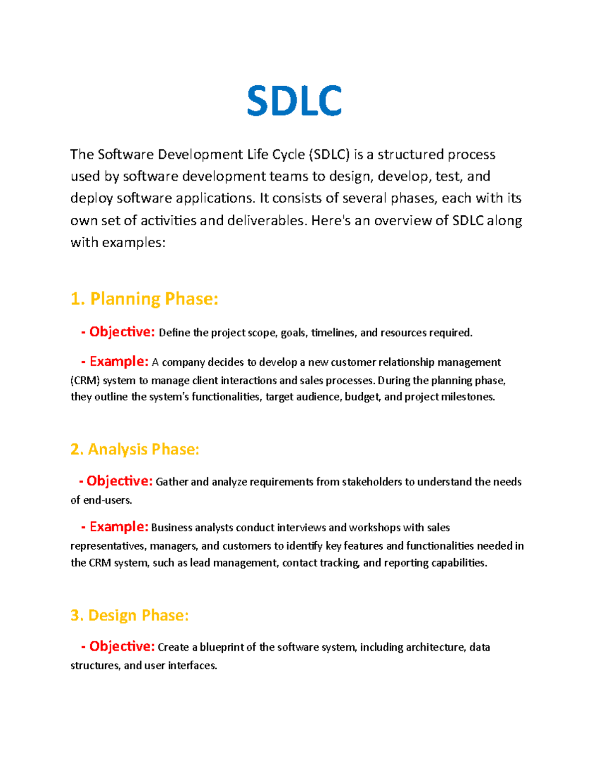 SDLC - Summary BS(information Technology) - SDLC The Software ...