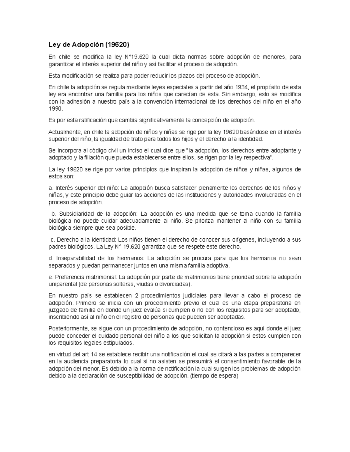 Ley de Adopción - Ley de Adopción (19620) En chile se modifica la ley N ...