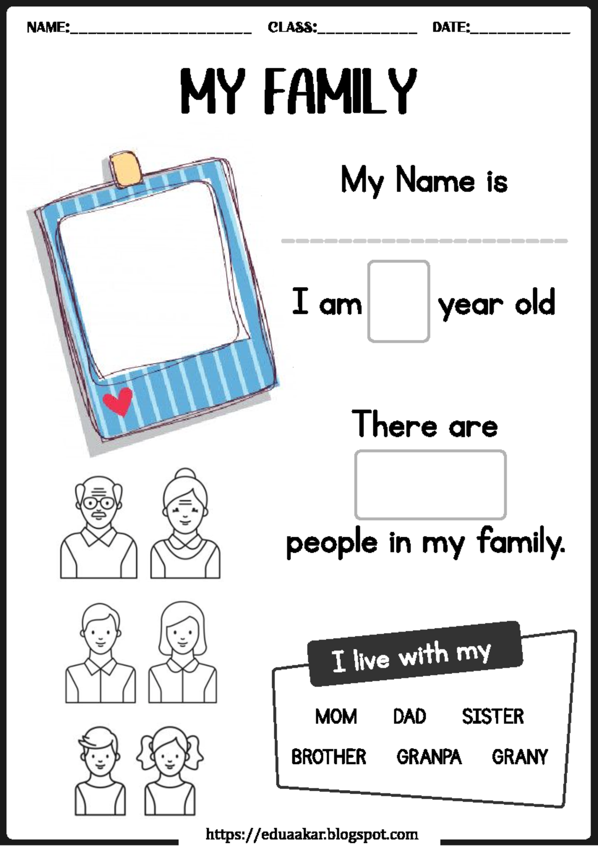 Apznza~1 - es u dcomvumenteo - Ingles - NAME: CLASS: DATE: MY FAMILY My ...