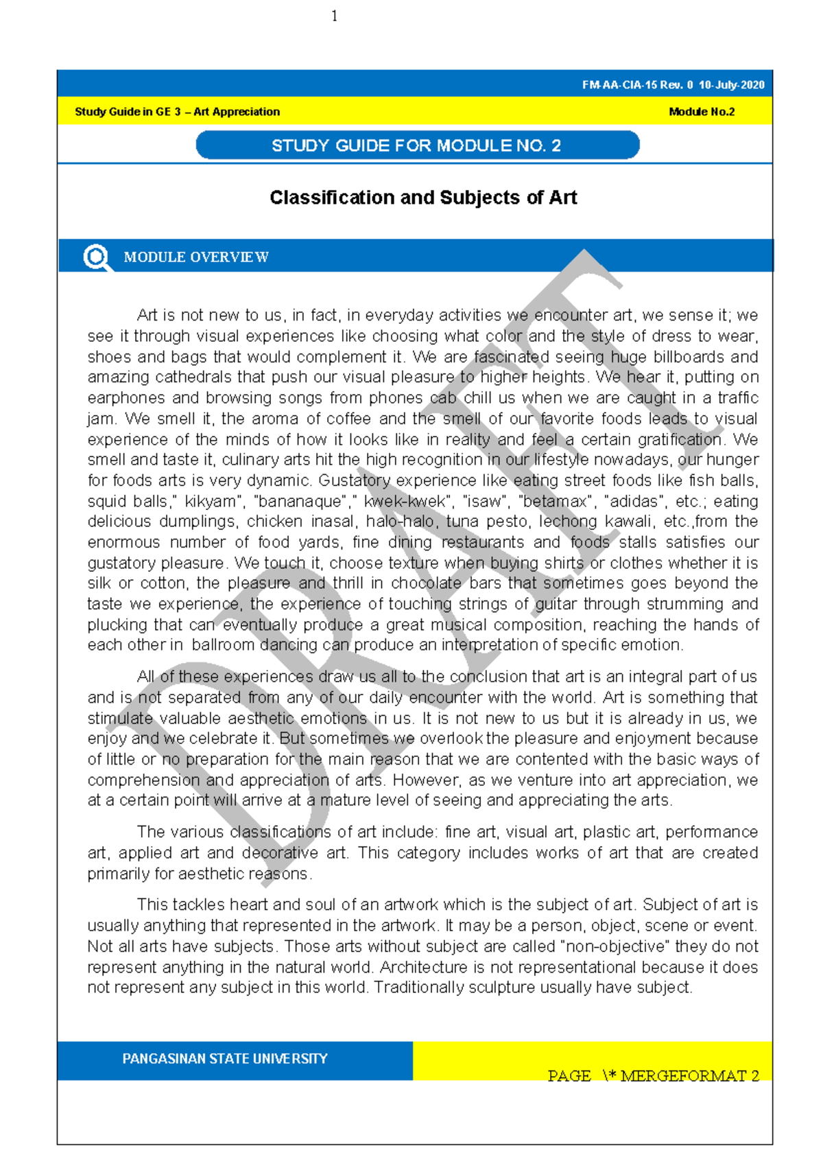 GE 3 Study Guide 2 - STUDY GUIDE FOR MODULE NO. 2 FM-AA-CIA-15 Rev. 0 ...