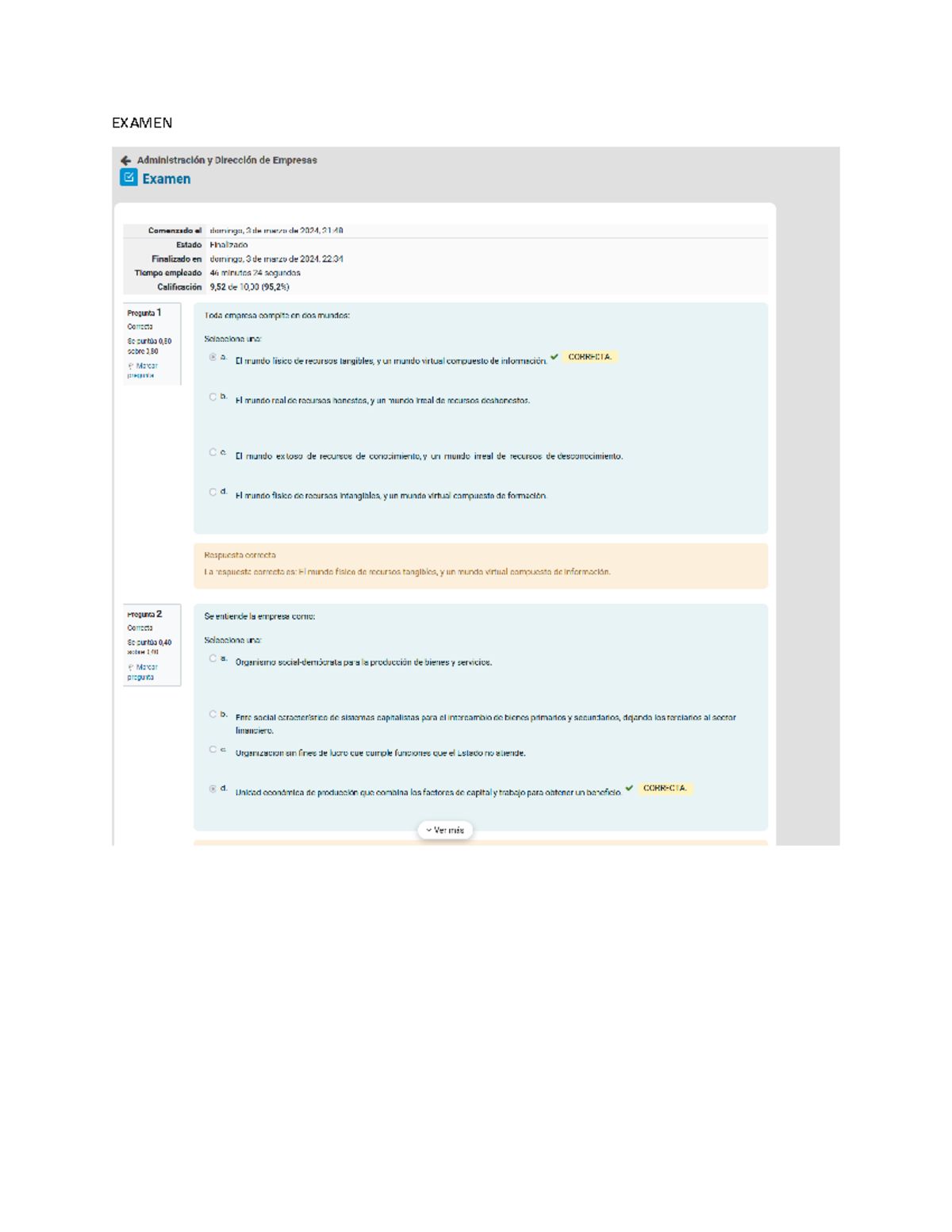 Examen Administracion y Dirección de Empresas Funiber - administracion y direccion de empresas ...