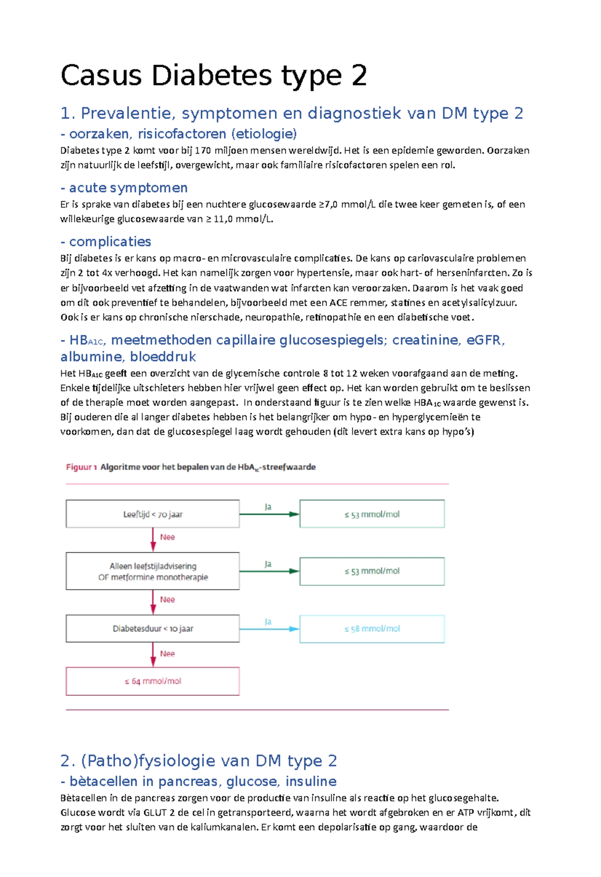 Casusbespreking dmt2 - Casus Diabetes type 2 1. Prevalentie, symptomen ...