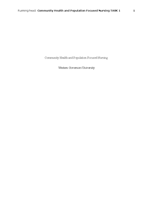 Task 1 C228 example - C228 TASK 1 community health - Running head: TASK ...