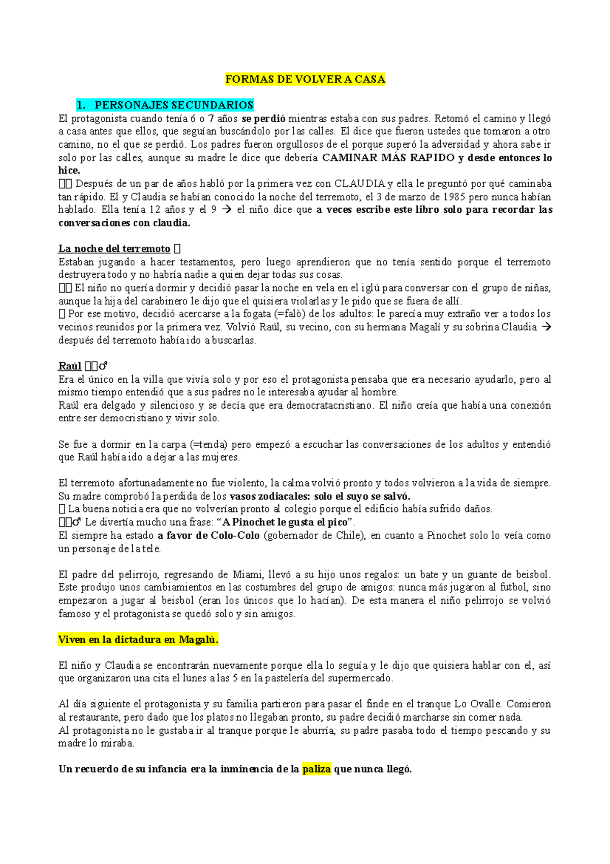 Formas DE Volver A CASA - FORMAS DE VOLVER A CASA 1. PERSONAJES ...