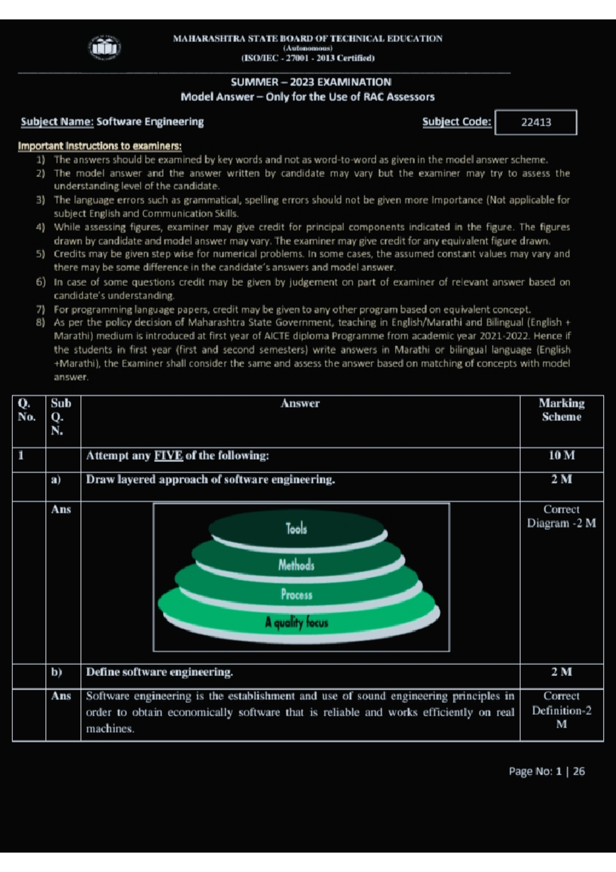 Sen-Summer-2023 model ans - Computer Engineering - Studocu