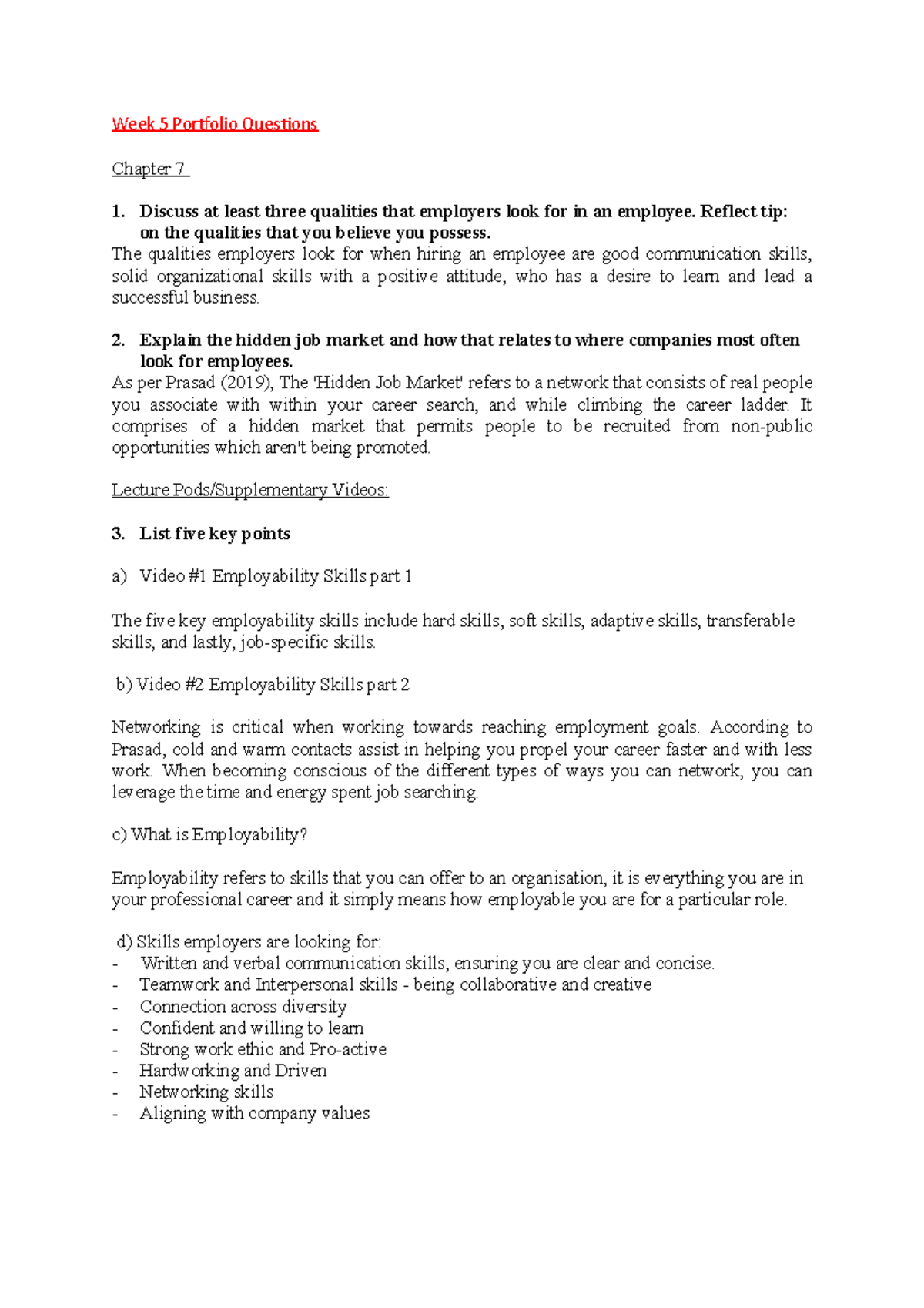 Week 5 Portfolio Questions - Week 5 Portfolio Questions Chapter 7 1 ...