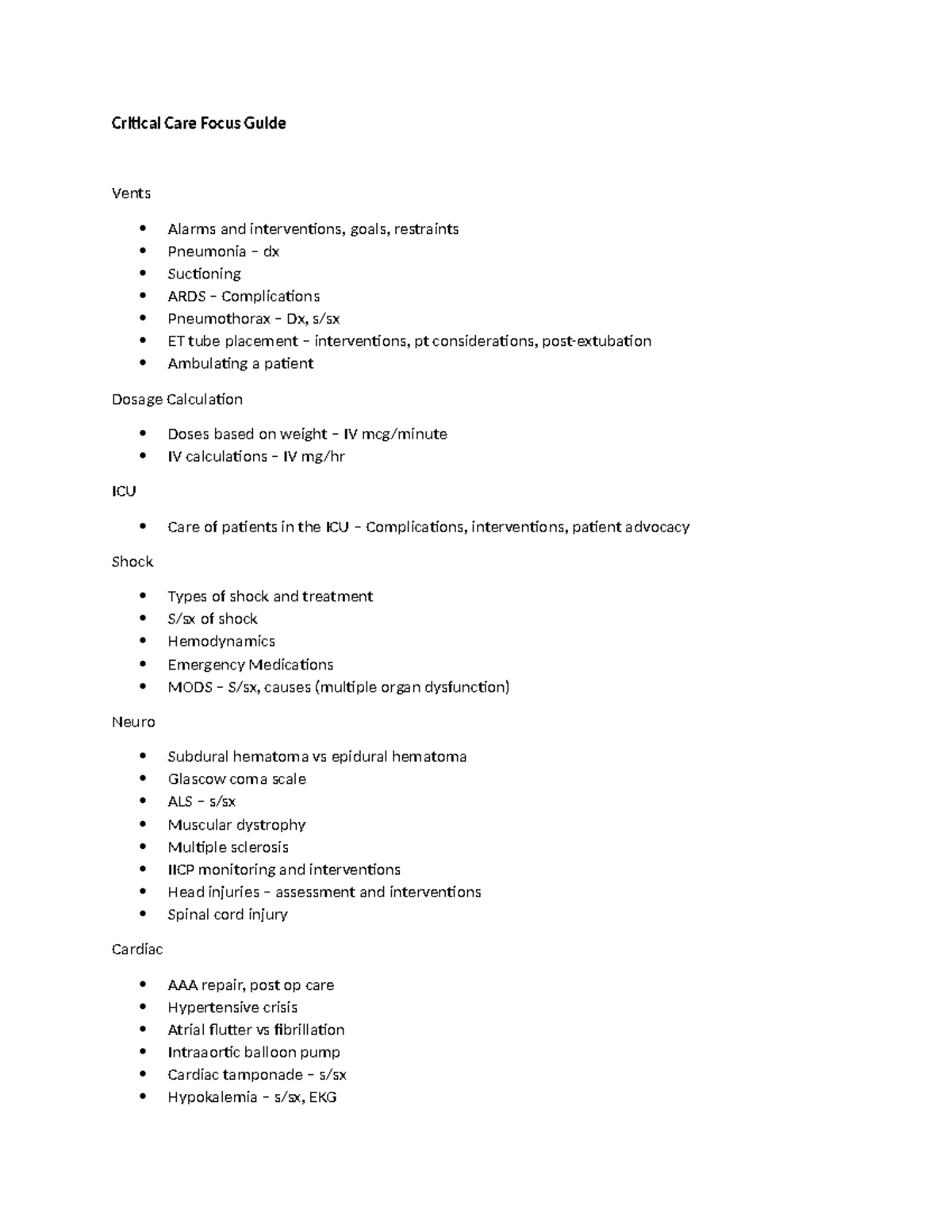 Critical Care Focus Guide - Critical Care Focus Guide Vents Alarms and ...