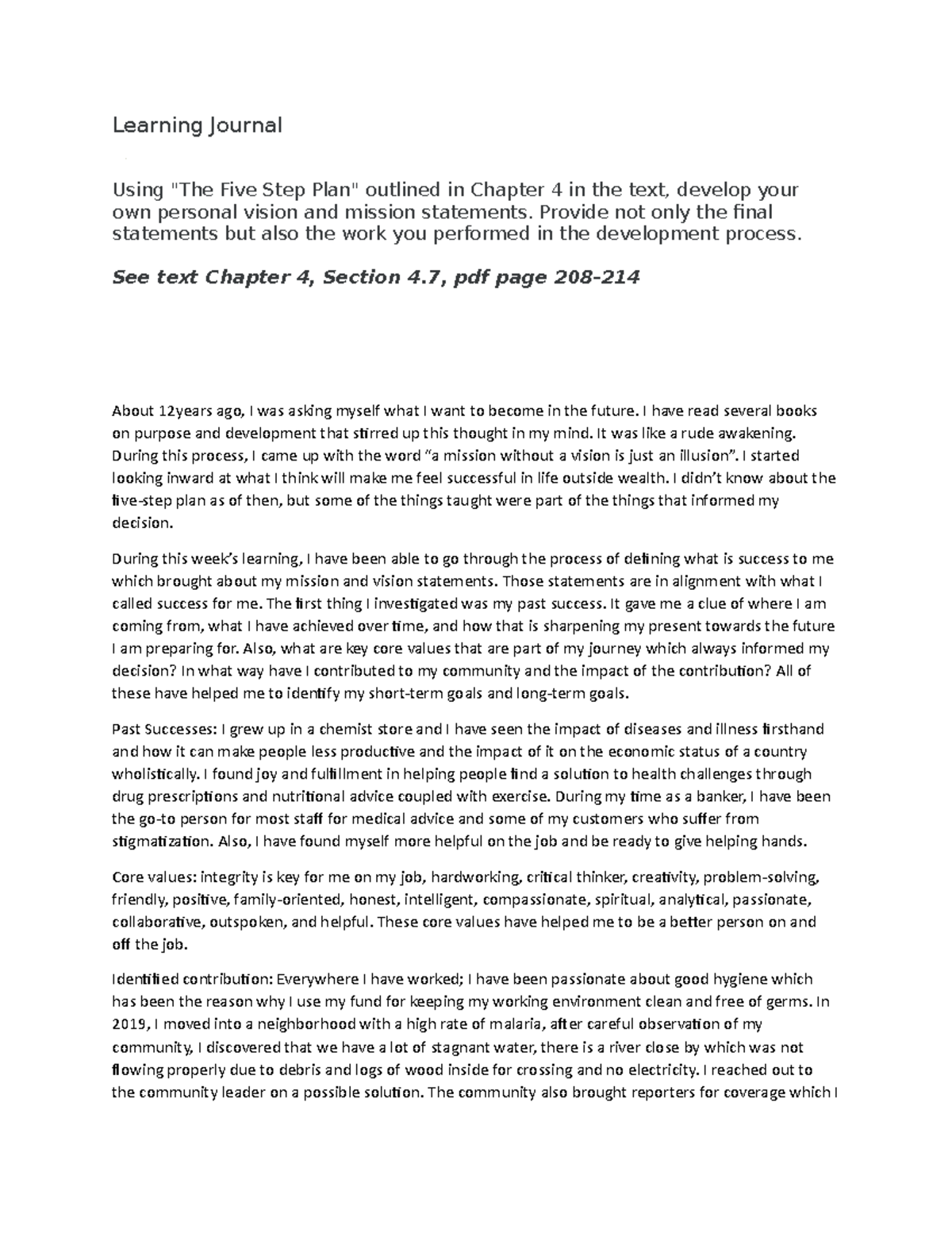 LJ WEEK FOUR - learning journal - Learning Journal Using "The Five Step ...