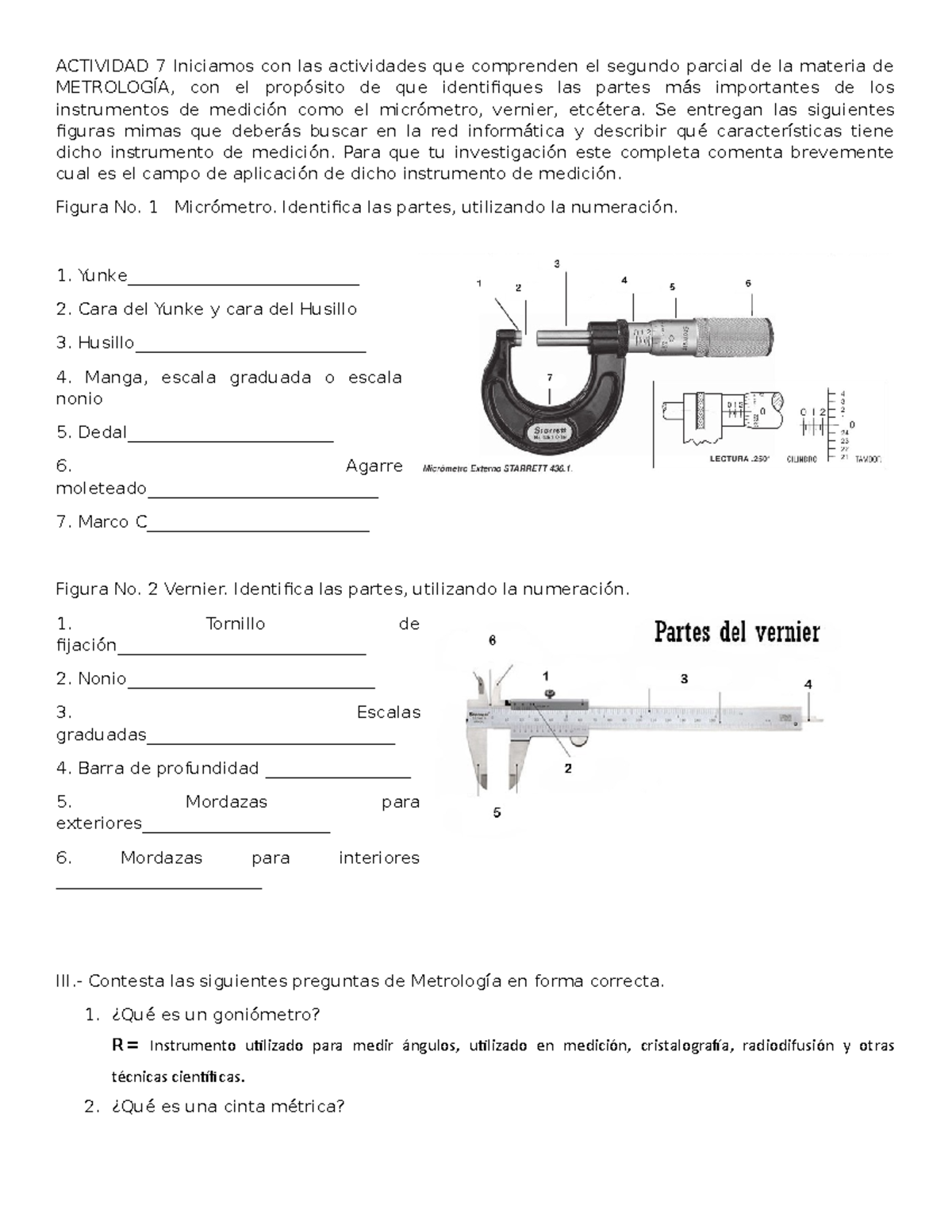 Actividad 7 Identifica LAS Partes DEL Micrómetro - ACTIVIDAD 7 ...