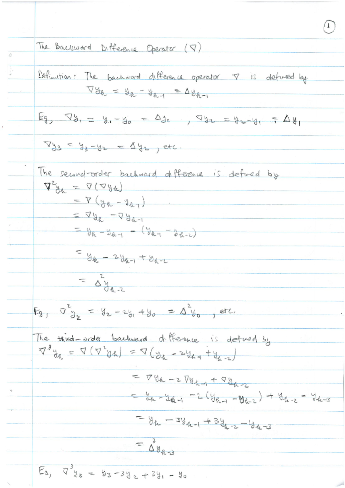 the backward difference operator - MAT212 - Studocu