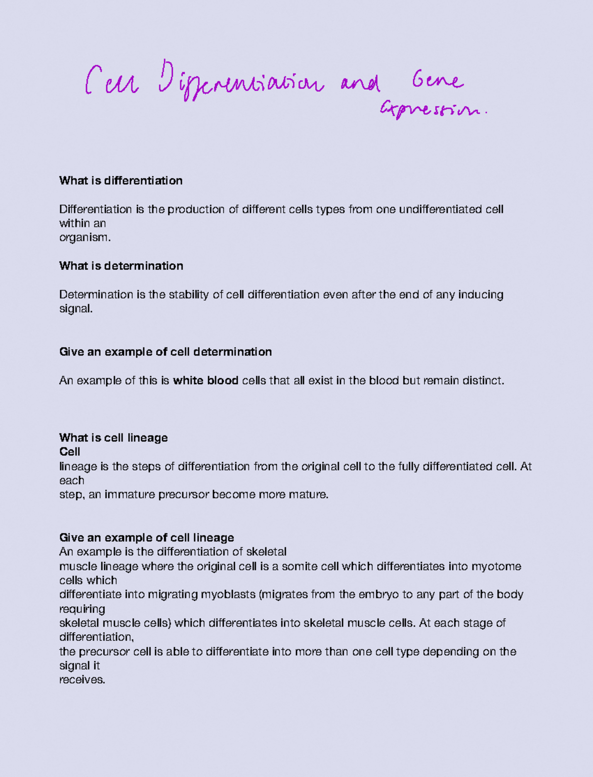 Note 1 Nov 2021 - fundamentals of living cell - What is differentiation ...