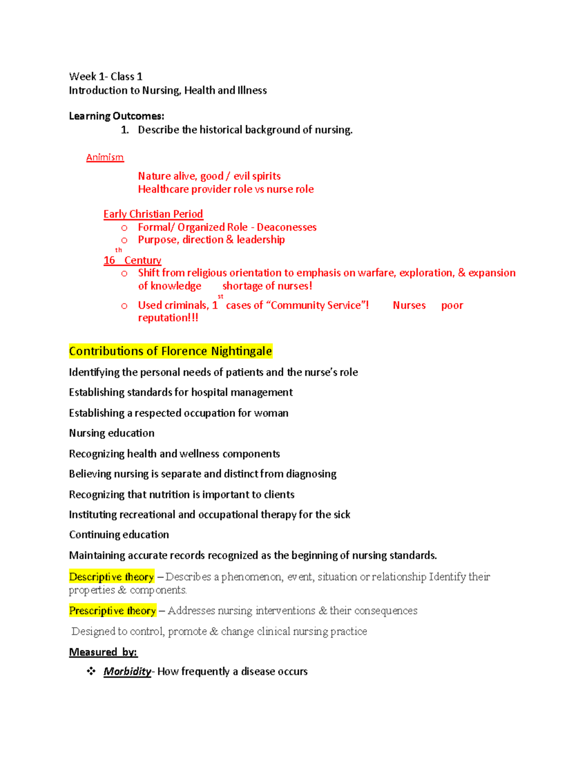 Test 1 Prep 3 - Nursing fundamentals - Week 1- Class 1 Introduction to ...