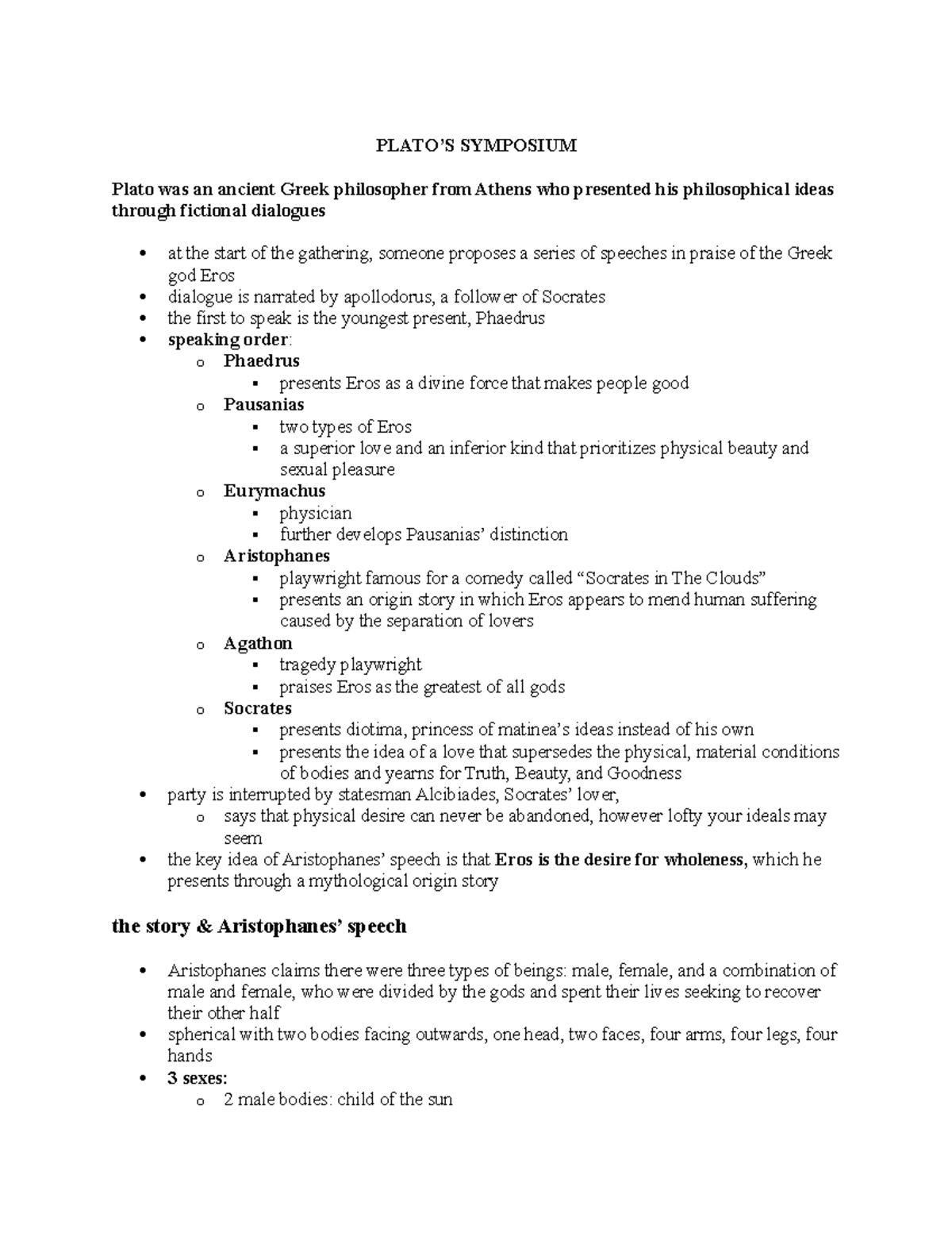 Plato's Symposium - PLATO’S SYMPOSIUM Plato was an ancient Greek ...