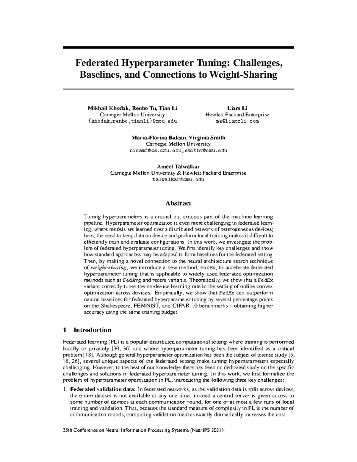 Neur IPS 2021 federated hyperparameter tuning challenges baselines and ...