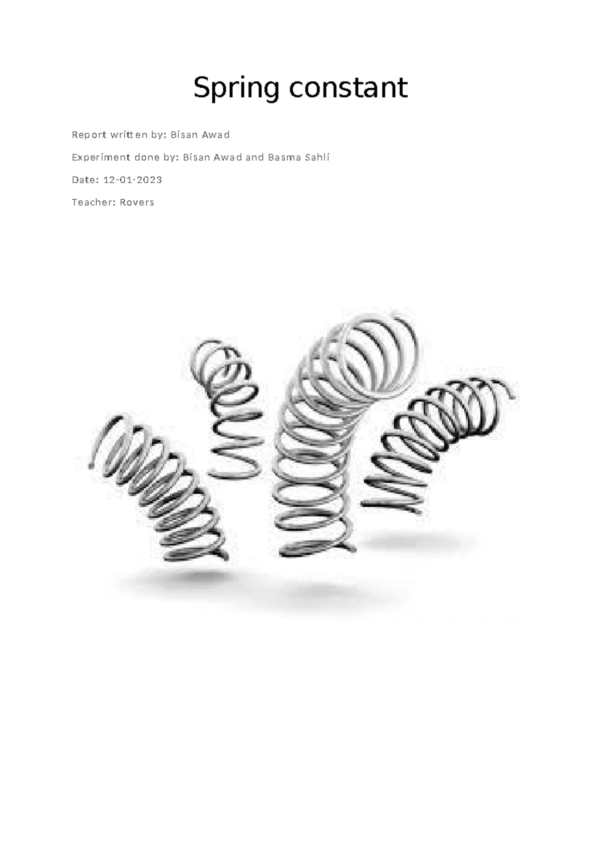 Spring constant report 2023 - Spring constant Report writt en by: Bisan ...