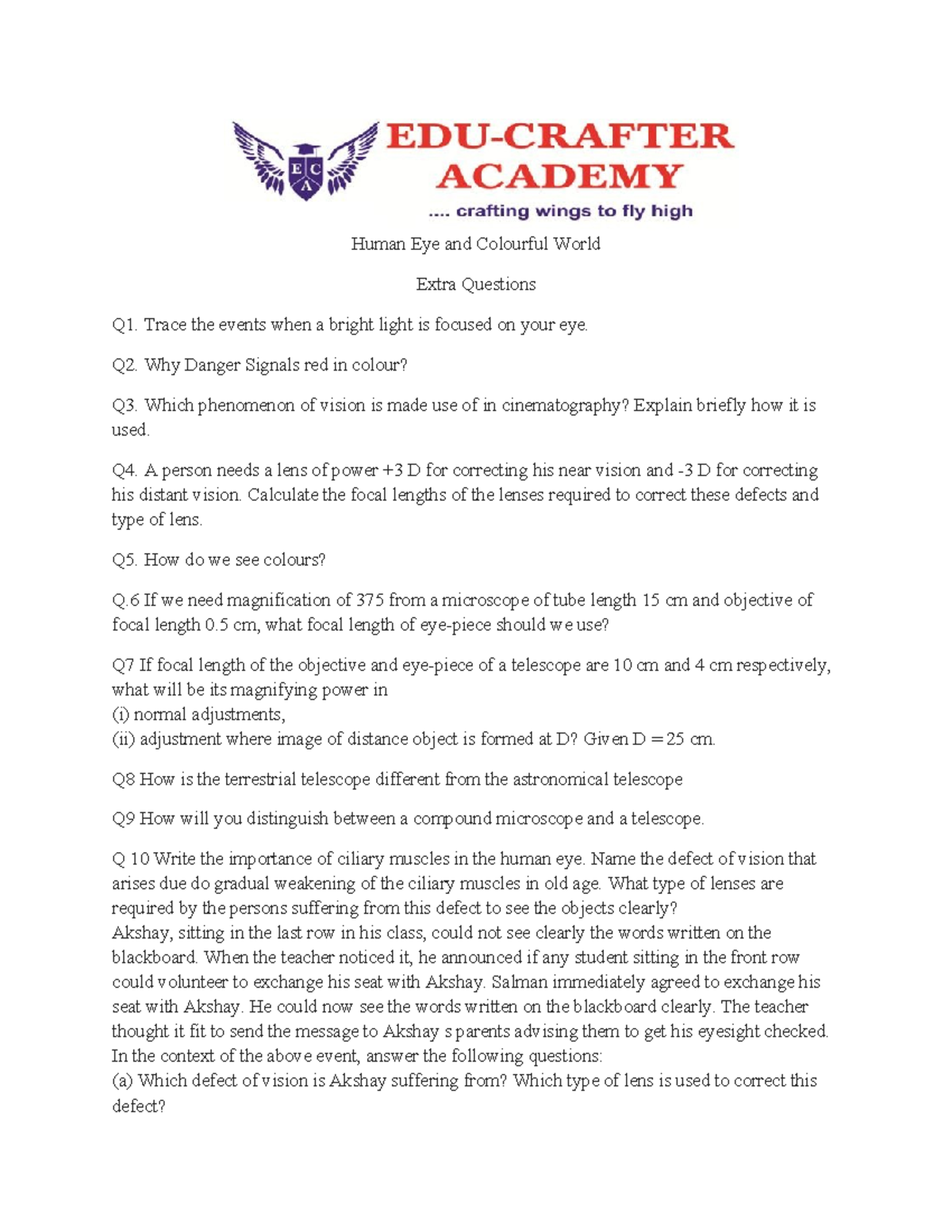 Human Eye class 10 - zht ryjj ryj - Human Eye and Colourful World Extra ...