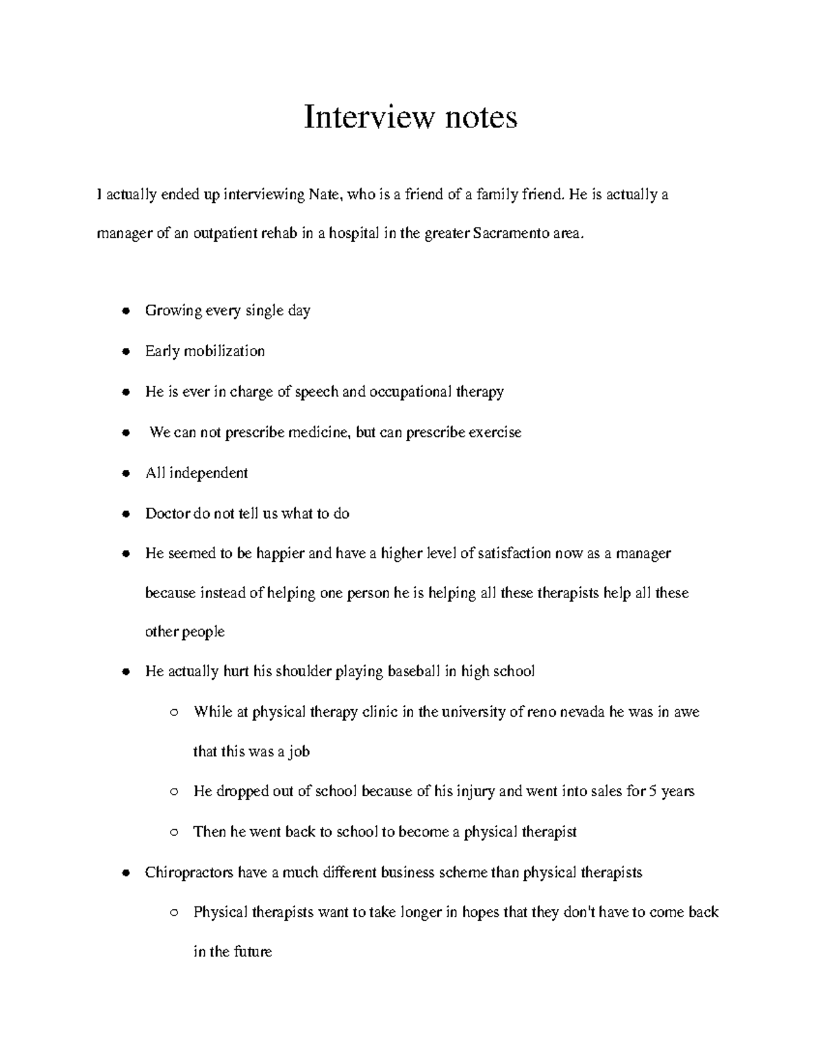 Untitled document (12) - Interview notes I actually ended up ...