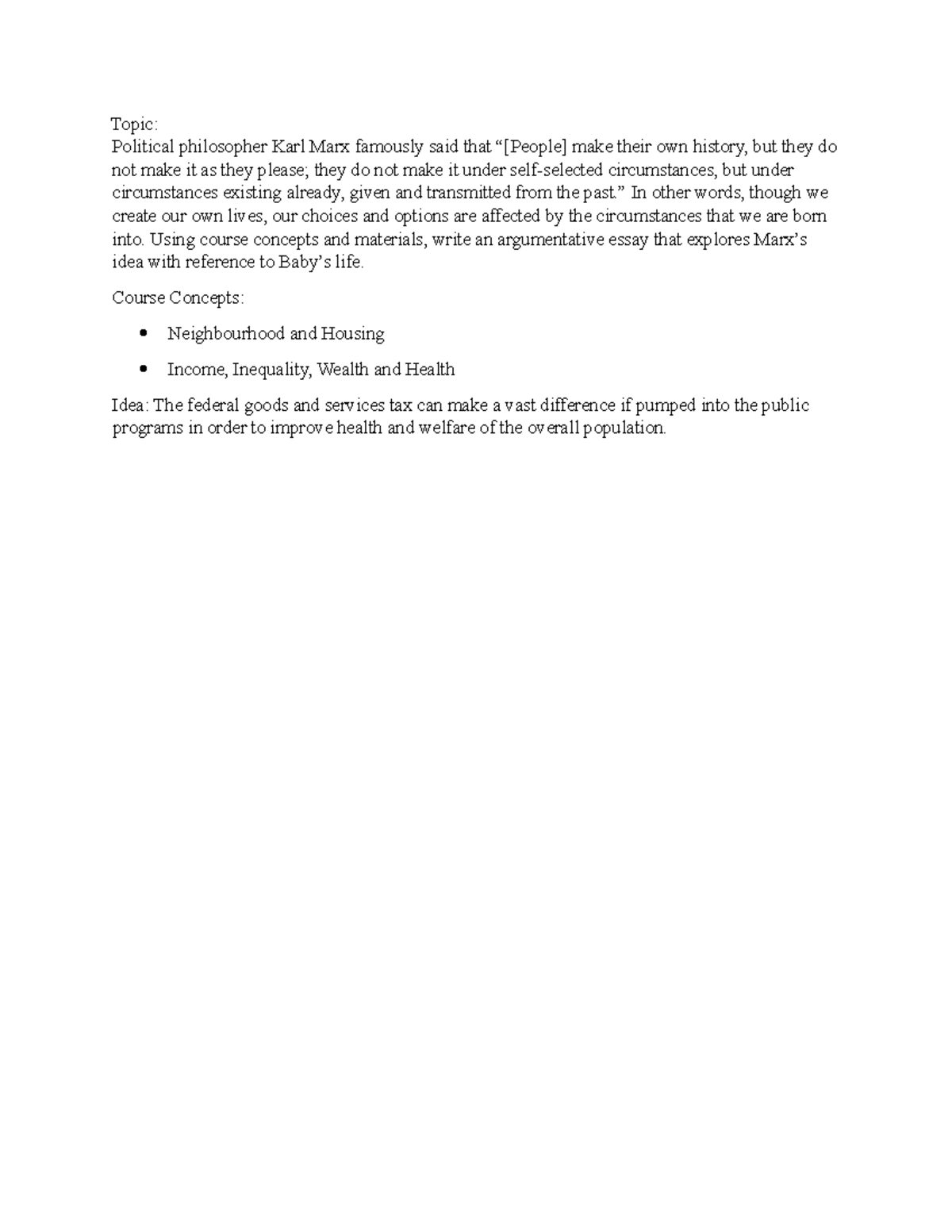 HLTH 101 Thesis Statement Assignment - Topic: Political philosopher ...