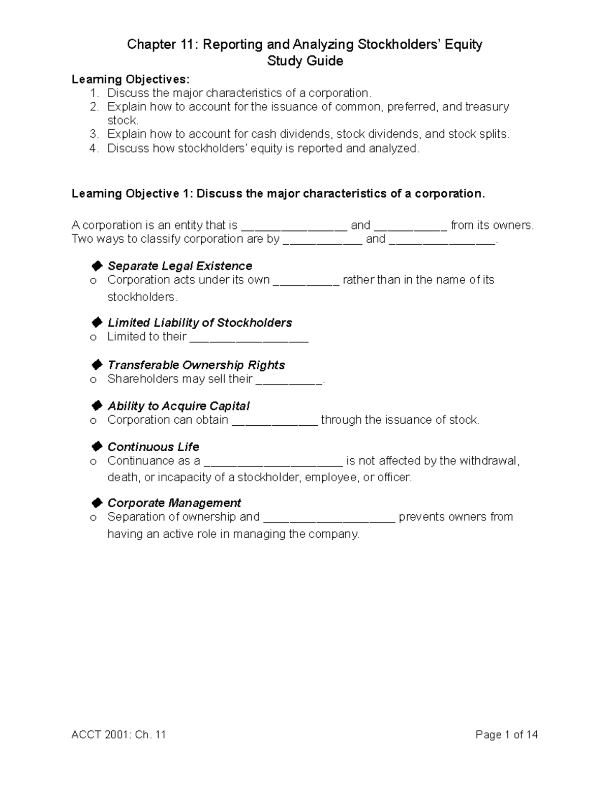 10e Chapter 11 Study Guide - Study Guide Learning Objectives: 1 ...