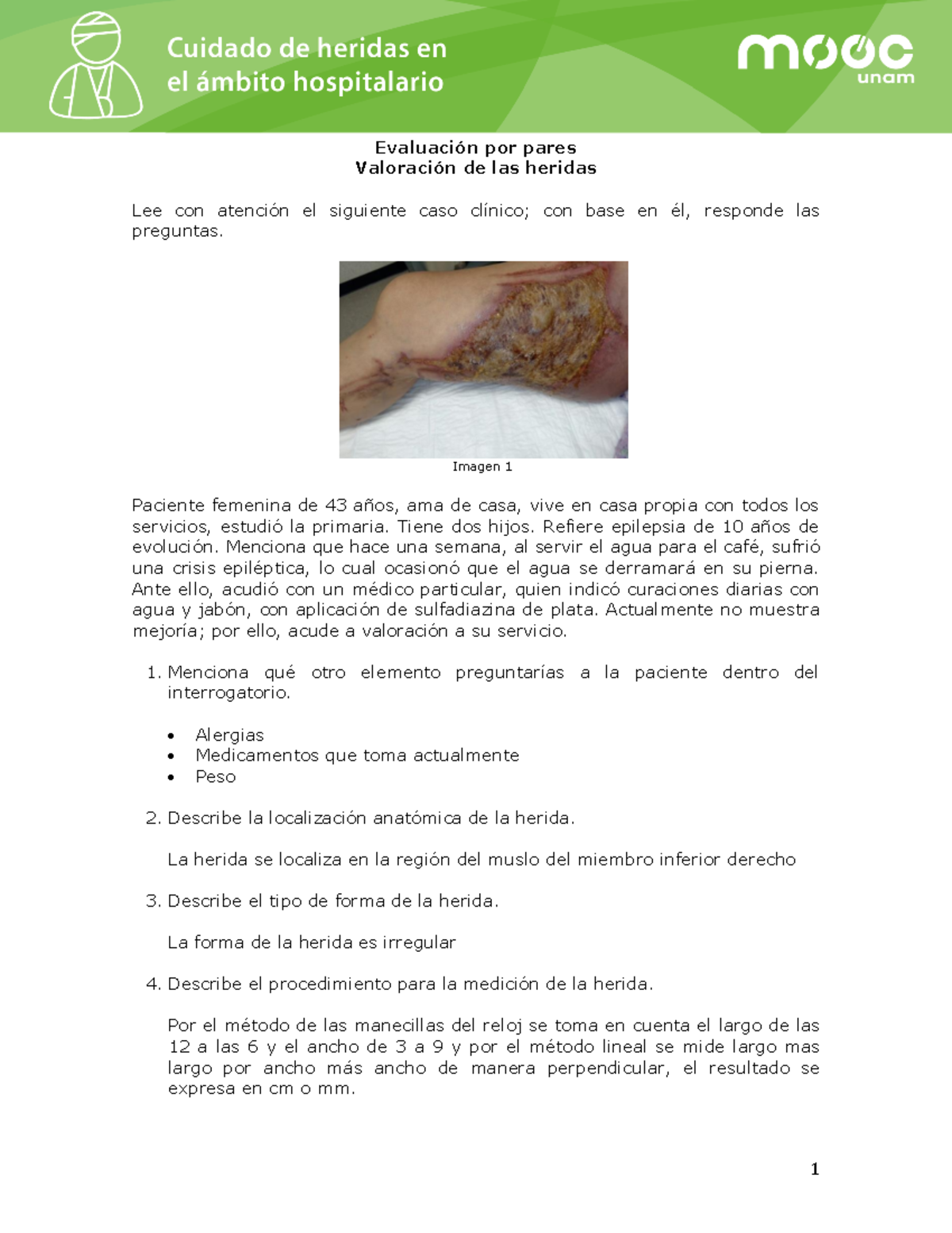 Valoracion-de-las-heridas - 1 Evaluación por pares Valoración de las ...