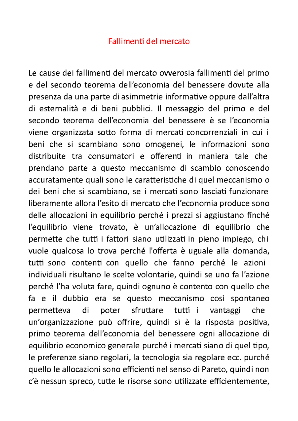 Fallimenti DEL Mercato, Asimmetrie Informative - Fallimenti del mercato Le cause dei fallimenti ...