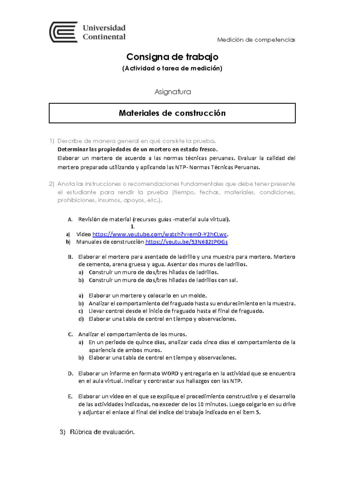 2.Consigna y Rúbrica - Medición de competencias Consigna de trabajo (Actividad o tarea de ...