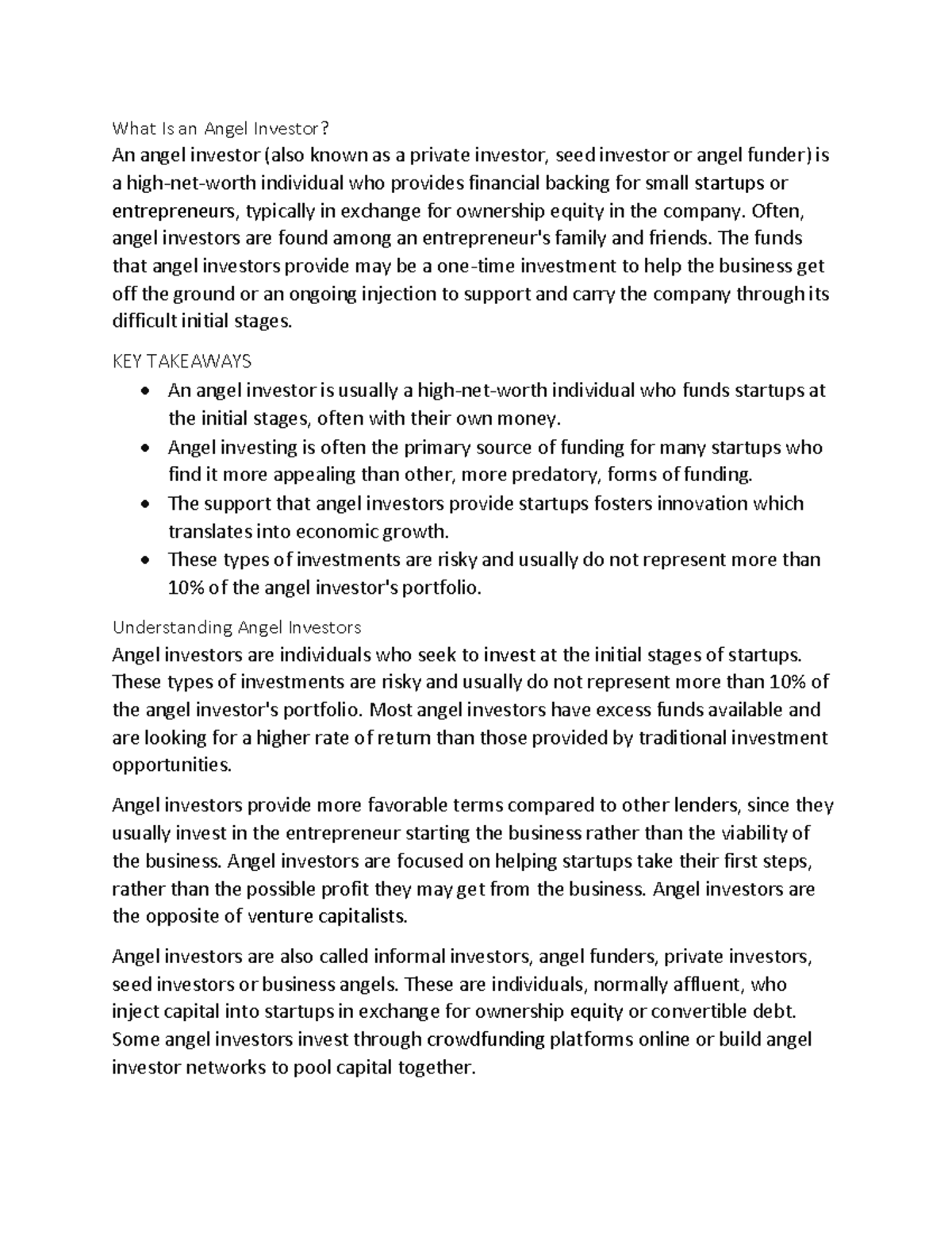 Angel Investor Notes - What Is an Angel Investor? An angel investor ...