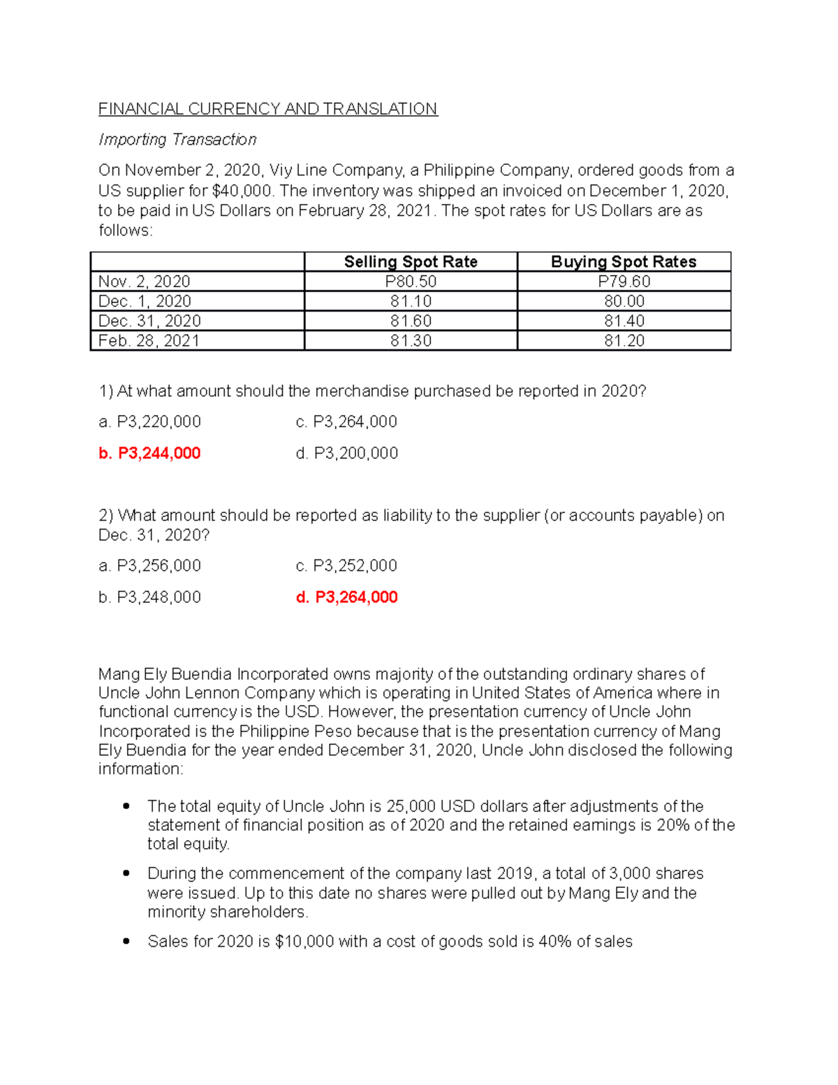 Forex - ser - FINANCIAL CURRENCY AND TRANSLATION Importing Transaction ...