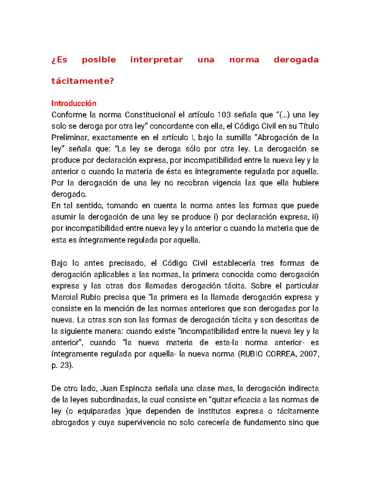 Derogación Tácita DE LA Norma - ¿Es posible interpretar una norma ...